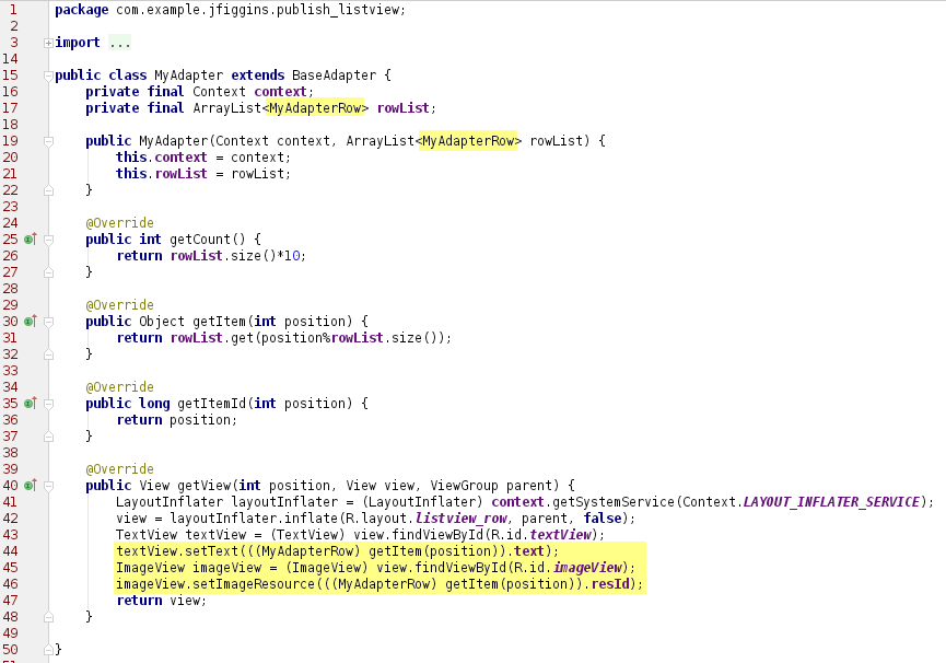Android Listview With Viewholder Pattern Techlivia 3943